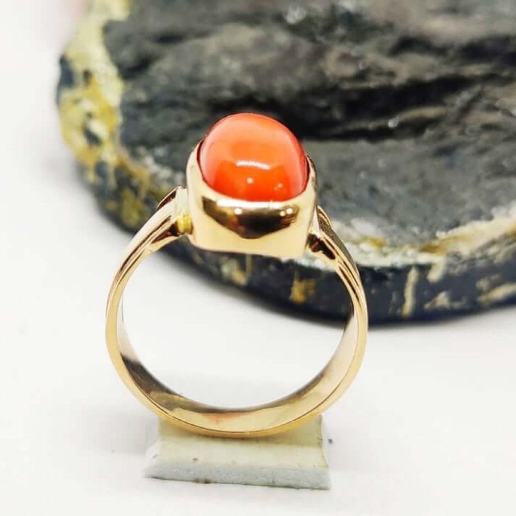 Natural Coral (Munga) Gemstone Ring - Shraddha Shree Gems