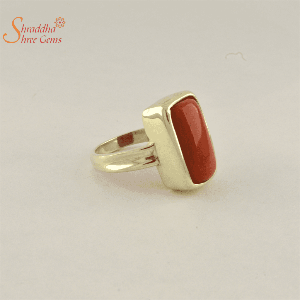 Laboratory Certified Coral/Munga Ring In Panchdhatu | Silver Munga Ring