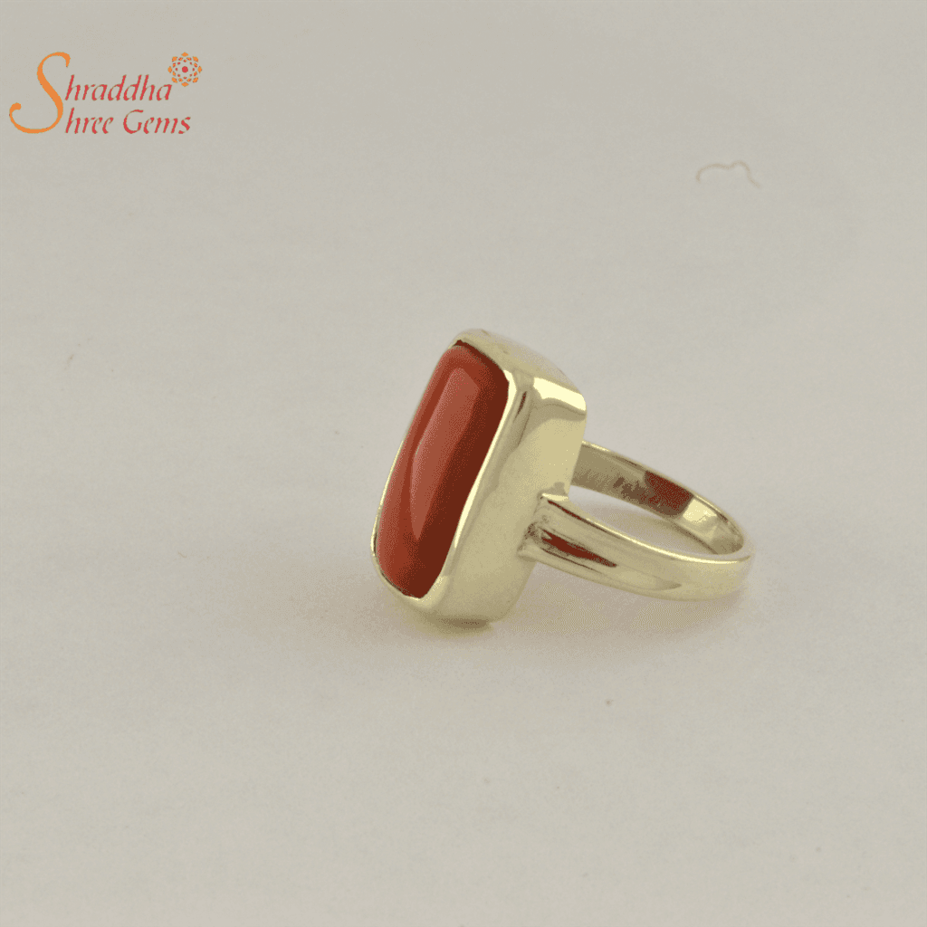 Laboratory Certified Coral/Munga Ring In Panchdhatu | Silver Munga Ring