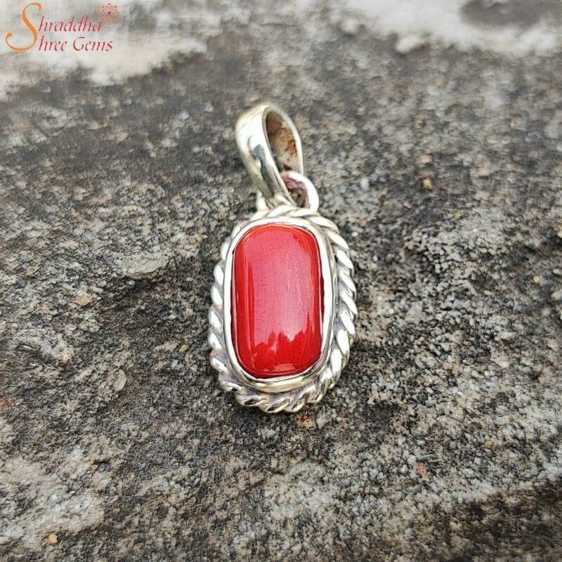 Natural Coral (Munga) Gemstone Pendant - Shraddha Shree Gems | Natural ...