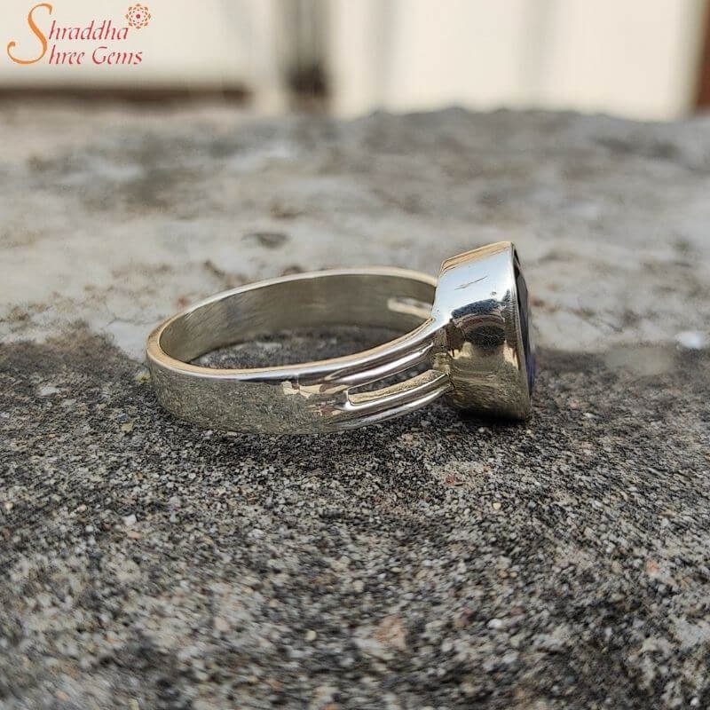 Certified Iolite Gemstone Ring In Sterling Silver - Shraddha Shree Gems