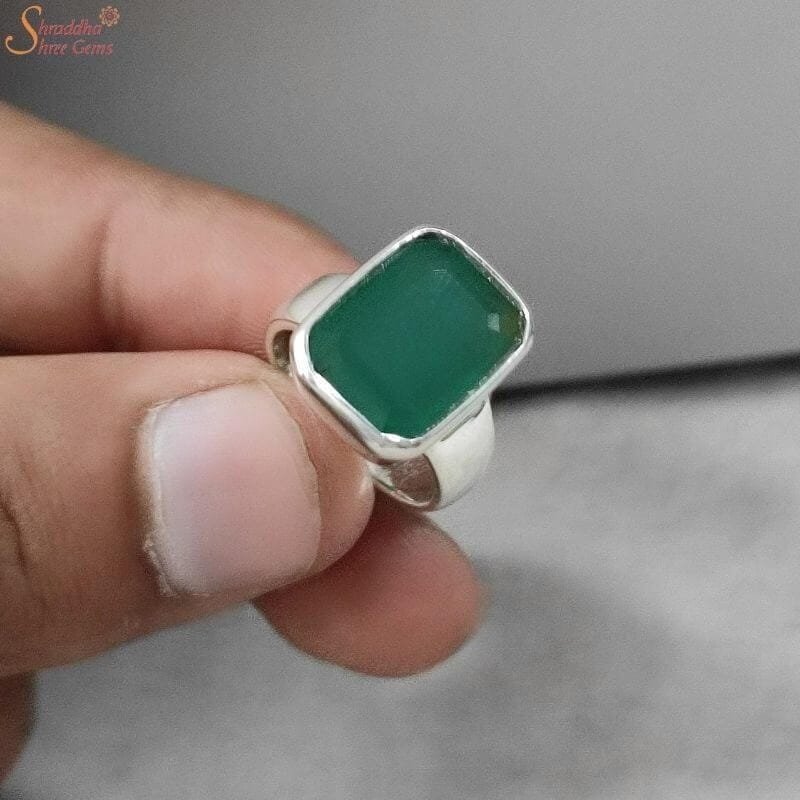 Panna Stone Ring Designs In Silver