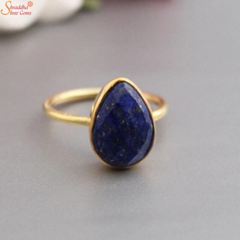 Handmade Lapis Lazuli Ring, Lajward Gemstone Ring - Shraddha Shree Gems