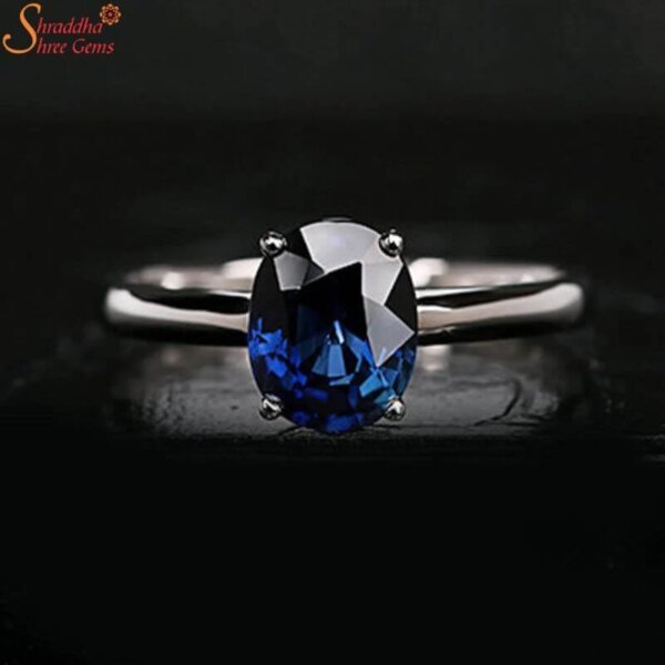 Natural Blue Sapphire Men Ring, Neelam Stone Ring - Shraddha Shree Gems