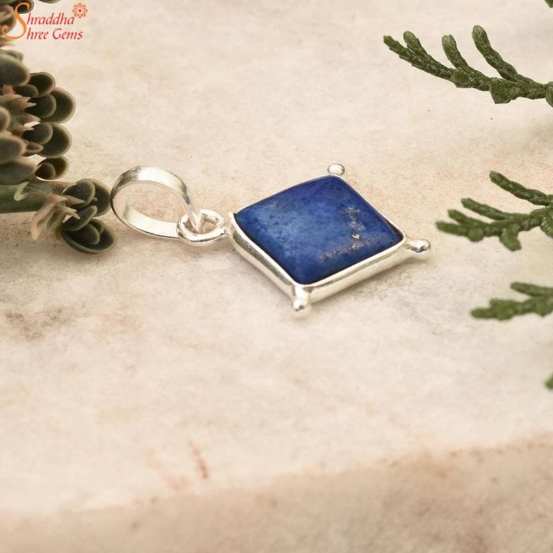 Square Lapis Lazuli Pendant, Gemstone Pendant - Shraddha Shree Gems