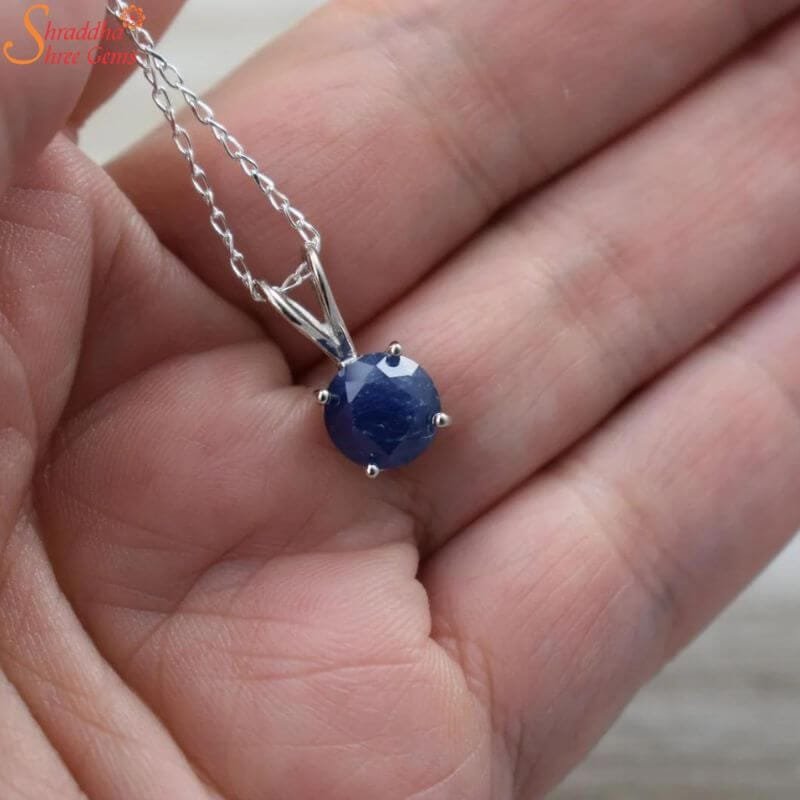 Natural Blue Sapphire Pendant, Manik Gemstone Pendant - Shraddha Shree Gems